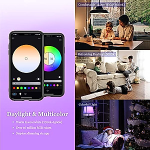 VANANCE Smart Light Bulbs 4Pack with Remote, A19 E26 800LM Color Changing LED Light Bulb, WiFi & Bluetooth 5.0, Warm to Cool White, Dimmable & RGB Smart Home Lighting Works with Alexa Google Assistant