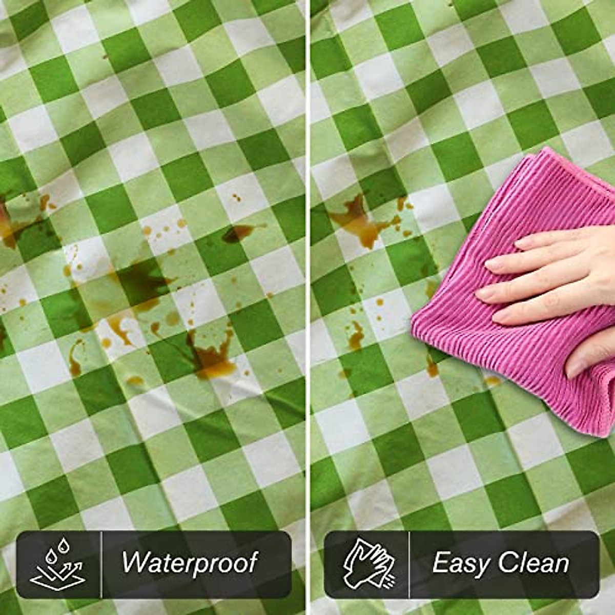 Byliable 6ft Fitted Tablecloth Rectangle Table Cover, Fitted Table Covers for 6 Foot Tables, Washable Picnic Table Cloth Indoor Outdoor Elastic Tablecloth, Green