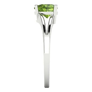 Clara Pucci 1.5ct Heart Cut Custom Engraving split shank Peridot Gem Engagement Wedding Solitaire W/Accent Ring 18K White Gold 10.75