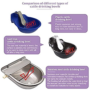 KHEARPSL Automatic Dog Water Bowl Livestock Waterer with Float Valve and Drain Hole, Stainless Steel Water Trough Auto Waterer for Dogs Livestock (Auto Waterer)