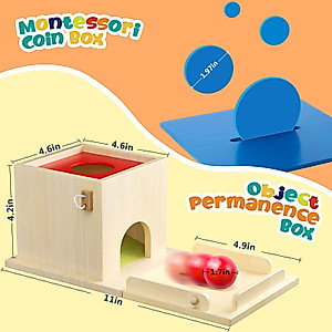 BRYSETEN 4-for-1 Montessori Toys for 1-2 Year Old Early Learning Toy for Baby 12-18 Months Object Permanence Box Christmas Birthday Gifts for Kids Sensory Education Wooden Toy for 1-3 Year Old Kids