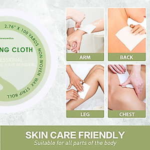 NonwovenEco Wax Strips for Facial & Body Hair Removal, Skin care Epilation, Nonwoven Fabric for Sugaring, Durable Large Roll (2.76in X 100YD)