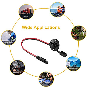 Weewooday 4 Packs Power Socket Sidewall Port Connector Compatible with SAE Weatherproof Quick Connect Panel Flush Mountable Connector 12awg Cable with 16 Screws for Solar Generator Battery Charger