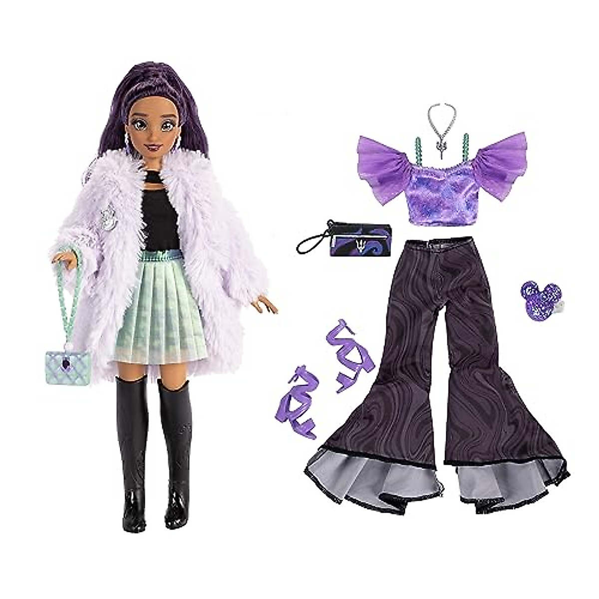 Disney ily 4EVER Dolls Disney 100 - Ursula 11.5" Tall with 13 Points of Articulation, Two Complete Mix-and-Match Outfits and Glittery Mickey Ring for You!