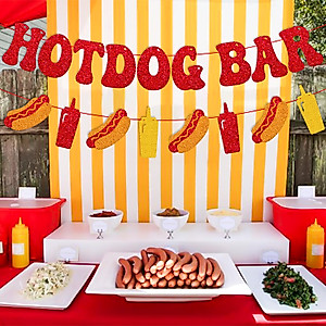Hotdog bar Banner Hotdog Birthday Party Supplies for Children Kids Sausage Bday Party Decorations