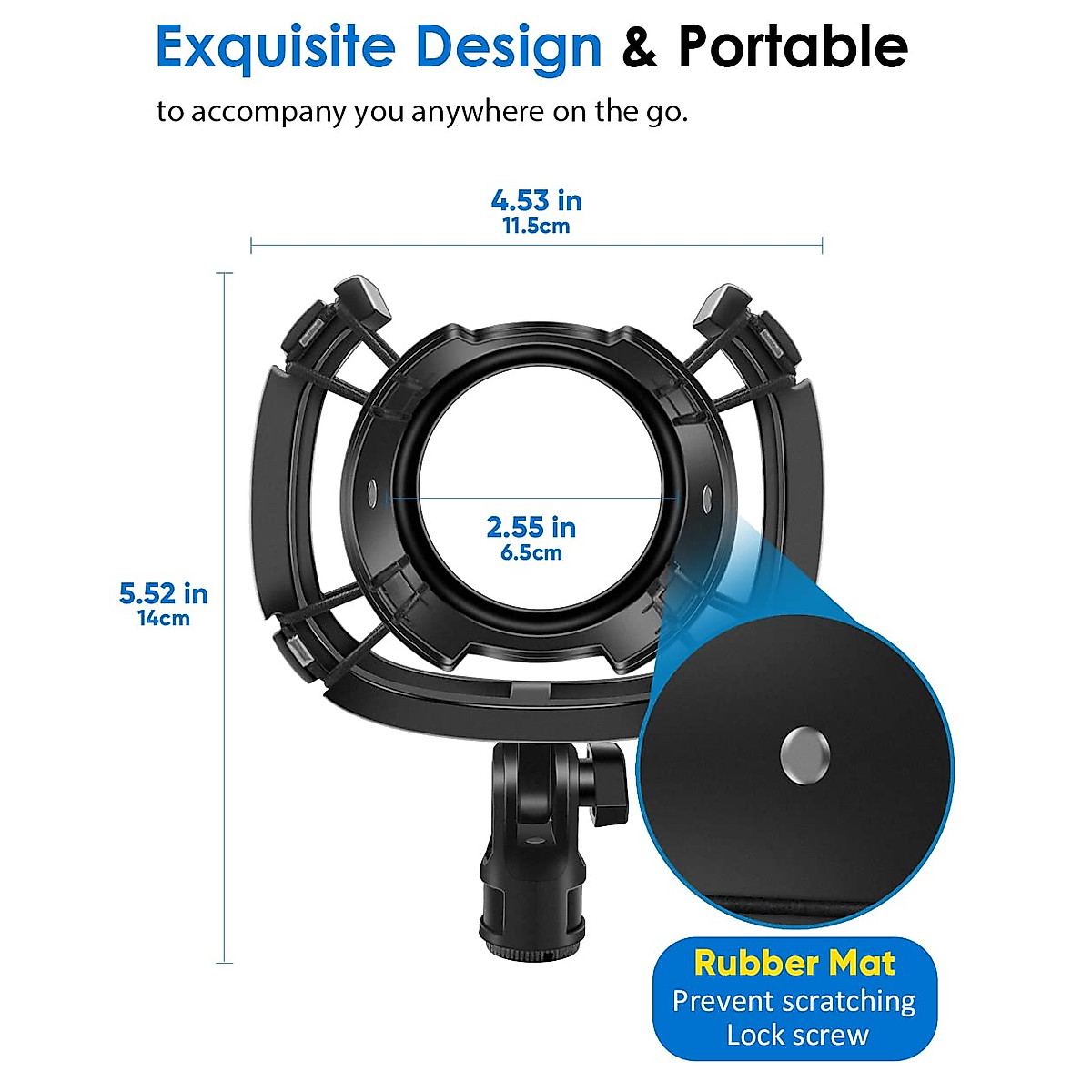 Borenbuir [Newest &Ultra-Durable] Microphone Shock Mount with Pop Filter [Custom Built for Blue yeti Mic] Anti-Vibration Suspension Shock Mount Holder Clip Compatible with Blue Yeti Microphones