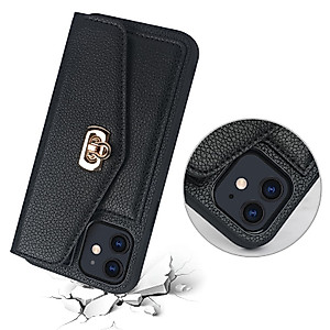 LUVI Compatible with iPhone 13 Pro Case with Card Holder Wallet for Women with Crossbody Neck Strap Lanyard Purse Handbag Shoulder Strap PU Leather Luxury Fashion 3D Crocodile Snake Skin Case Black