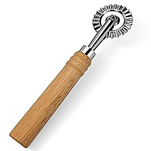 Pasta Cutter Wheel, Ravioli Cutter Wheel with Long Wooden Handle,Zinc Alloy Pizza Cutter Wheel for Home & Kitchen