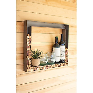 Kalalou CQ7493 Wall Bar and Wine Cork Holder, Brown