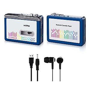 Bluetooth Cassette Player with Headphone, Tape Player Bluetooth Output to Headphone/Speaker,Walkman Portable Cassette Tape Player 2 AA Battery or USB Power Supply, 3.5mm Headphone Jack