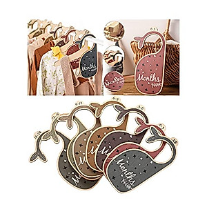 Almencla 7Pcs Durable Baby Closet Dividers Hangers, Baby Month Closet Dividers, Wooden Baby Closet Dividers Infant Wardrobe Divider Label New Mom Gift