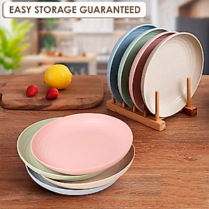 4pcs Wheat Straw Plates Set - Microwave Plate Plastic Plates Reusable Wheat Straw Dinnerware Sets Camping Plates Wheat Plates Microwavable Plates - Unbreakable Plates Microwave Plates for Heating Food