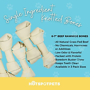 Hotspot Pets 10 Pack - 6-7 Inch Certified Facility Rawhide Dog Chews - from Grass Fed Brazilian Cows - Promotes Tooth Health and Good Behavior (10 Pack)