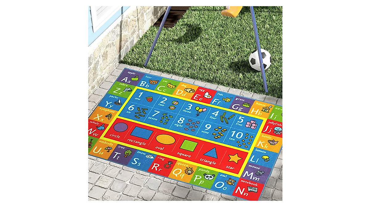 KC Cubs Alphabet and Numbers Play Rug for Kids Bedroom and Classroom