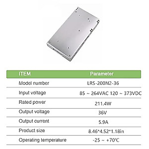 Safe & Protected FerroFab LRS-200N2-12 200W 36V 5.9A Industrial Power Supply - Built-in Protections, Prevents Equipment Damage, Ensures Reliable Operation, Ideal for Automation