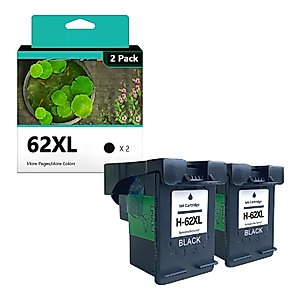 62XL Ink Cartridges Combo Pack(2 Black) Replacement for HP 62 62XL Ink Cartridge Compatible for HP Envy 5540 5549 5640 5660 7640 7645 OfficeJet 5740 5741 8040 Office