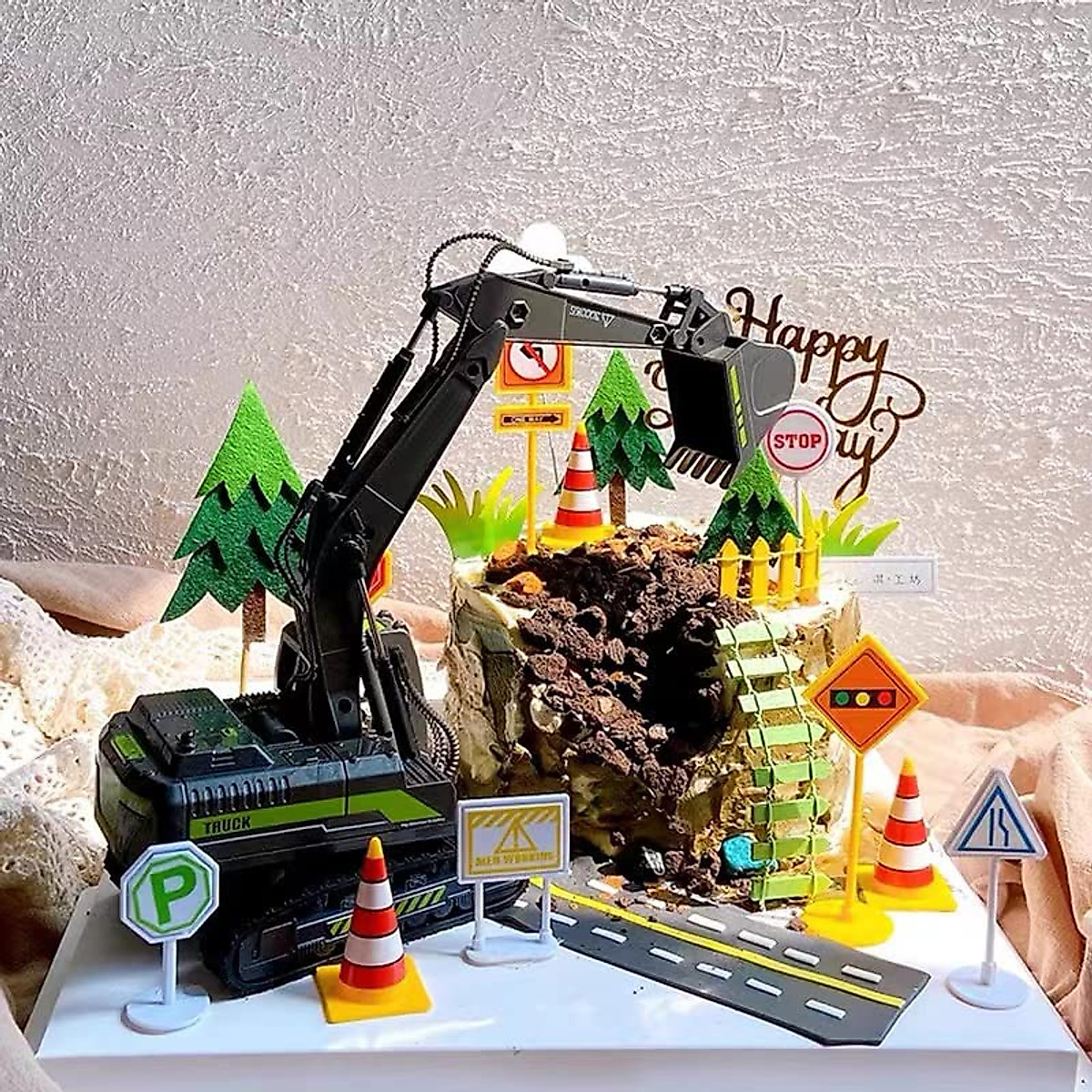 Gemini&Genius Excavator Toy for Kids, Metal Construction Vehicle Track Excavator Toy 1/50 Digger Vehicle Toy, Multi-Articular Movable Excavator Arm and 360 Degree Rotate Cab Truck Toy for Kids