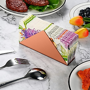 Stainless Steel Napkin Holder,Minimalistic Metal Napkin Dispenser,Cocktail Napkin Organizer,Triangle Shape, Rose Gold,1 Piece