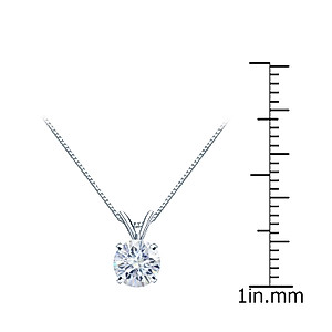 Diamond Wish 1/2 Carat Round Moissanite Solitaire Pendant Necklace in 14k White Gold (H-I, 5 mm) 4-Prong 16 to 18 Inch Adjustable Chain Spring Ring