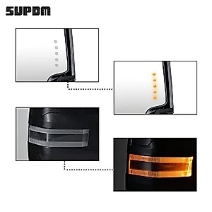 SUPDM Towing Mirrors Compatible for Chevy Silverado Suburban Tahoe GMC Serria Yukon 2003 04 05 2006 Power Heated side mirror w/Turn Signals Lights, Clearance Lamp, Running Light (Set of 2)