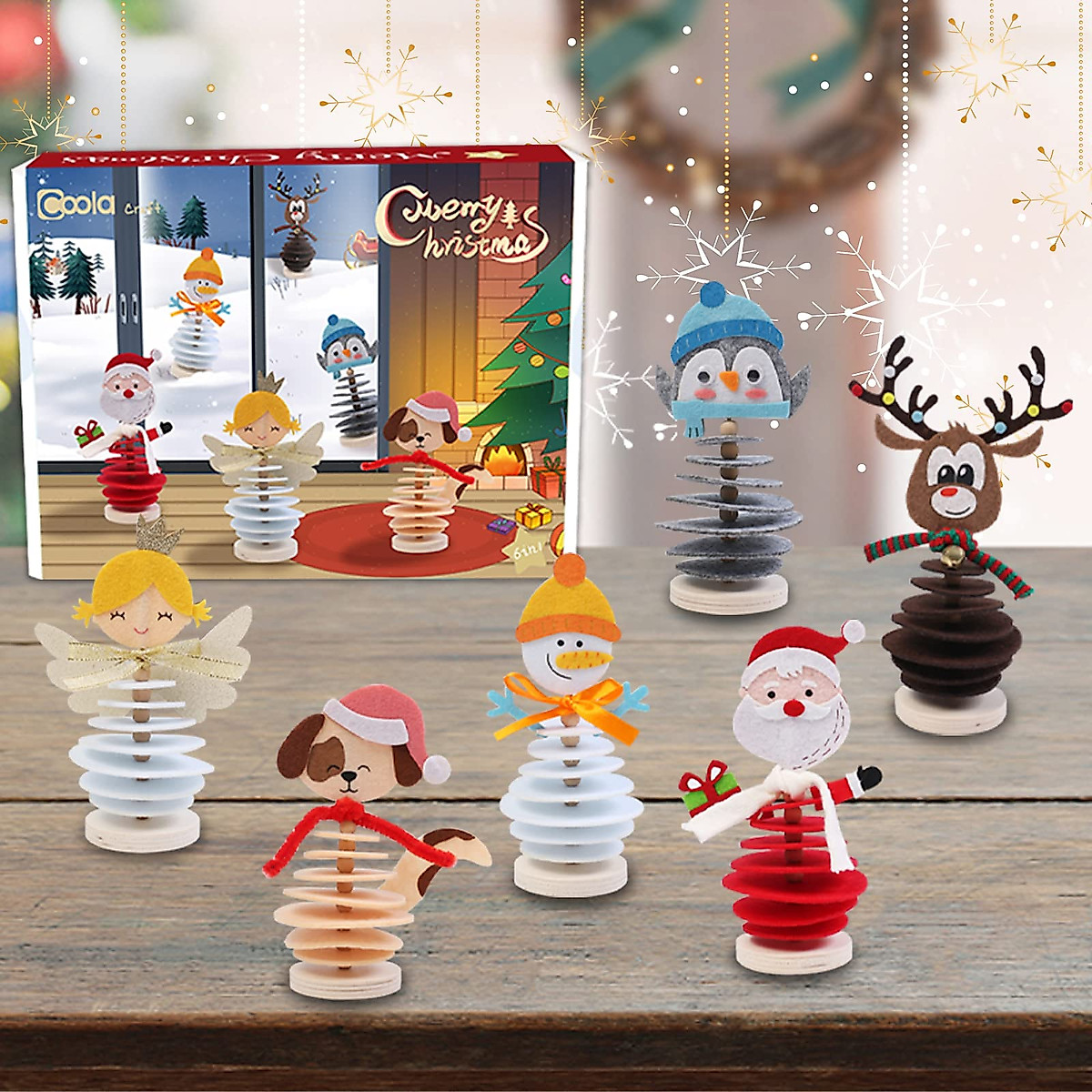 Coola Christmas Crafts Kit for Kids - Toy and Decorations Including 6 Snowman Angel Dog Penguin Redindeer Santa Claus DIY Activity Christmas Gift for Girls & Boys Home Ornament