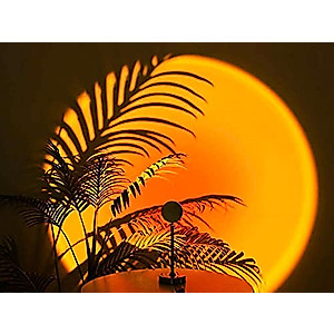 Balkwan Sunset Lamp Projection Rotation Rainbow Lamp Led Romantic Visual Led Light Network Red Light with USB Modern Floor Stand Night Light Living Room Bedroom Decor (Sunset Red)