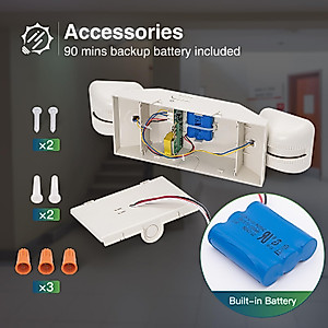 FREELICHT 4 Pack LED Emergency Lights for Business, with Battery Backup, Two Head Adjustable LED Emergency Square Lighting, UL 924 Certified