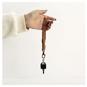Poagoep Macrame Boho Keychain Bracelet Handmade Wristlet Keychain Keyring Holder Wrist Lanyard for Women（2）