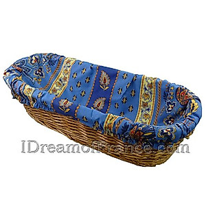 Lisa Blue French Baguette Basket with Removable Liner by Le Cluny