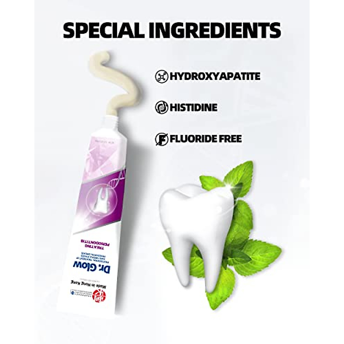 Dr. Glow Periodontal Disease Treatment Gum Tooth Paste for Early&Mid Periodontitis, Gingivitis Treatment Fluoride Free Toothpaste for Bleeding Gums, Periodontal Toothpaste Treatment for Loosen Teeth