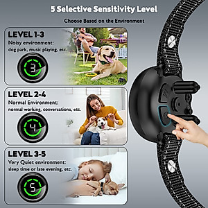 Bark Collar for Large Dog & Medium Dogs, Birkhey Dog Bark Collar, Rechargeable Automatic Bark Shock Collar, Anti Barking Collar with Beep Vibrating Shock, 5 Sensitivity for Barking Control & Training
