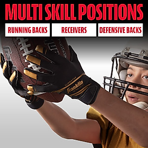 Franklin Sports Supratak Football Receiver Gloves - Black/Gold - Youth Small