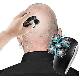 U-Kiss Electric Head Hair Shaver for Bald Men, 5-in-1 Mens Wet & Dry Electric Razor Grooming Kit with Nose Hair Trimmer, Beard Trimmer, IPX7 Waterproof and Rechargeable Electric Shavers for Men