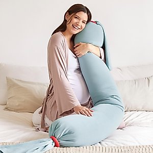 bbhugme Adjustable Pregnancy Pillow – Full Body Support for Side Sleeping - Adjustable Firmness and Shape - Supports Back, Legs, Belly, HIPS for Pregnant Women - Removable Cover - Eucalyptus
