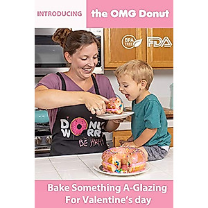 OMG Giant Donut Baking Kit - Nonstick Silicone Giant Doughnut Cake Pan Baking and Decorating Supplies Bundle. Stay Home and Bake Gift Set