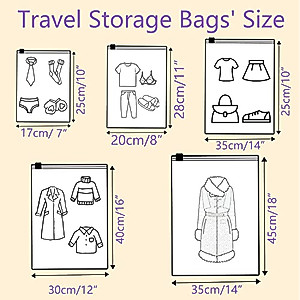 newlng Frosted Resealable Poly Bags Travel Storage Bags Set for Clothes Hospital Bags Waterproof Luggage Organiser Pouches Ziplock Bags for Shoes Cosmetics School 24Pcs ( 5 Size)