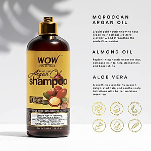 WOW Skin Science Moroccan Argan Oil Shampoo - Sulfate Free Moisturizing Shampoo for Dry, Damaged Hair - For Women & Men