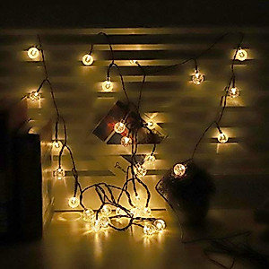 Outdoor String Lights, Waterproof Christmas Decoration Light, 19.7 Feet 30 LED Solar Powered Patio Lights Super Bright with Support Pillar Fairy Lights for Xmas Tree Garden Home (Warm Yellow)