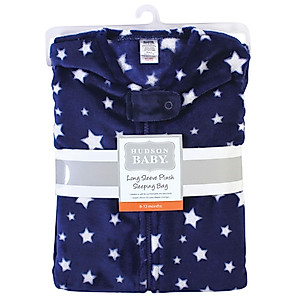 Hudson Baby Unisex Baby Plush Sleeping Bag, Sack, Blanket, Navy Stars, 12-18 Months