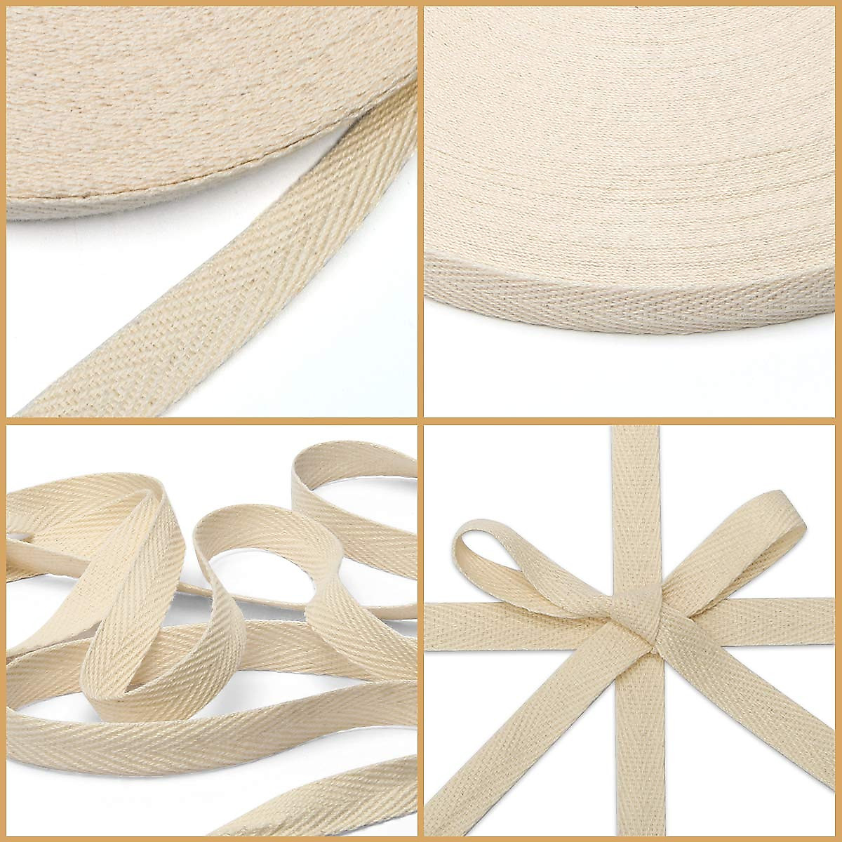 Coitak Cotton Twill Ribbon, 54.7 Yards Binding Ribbon Webbing Tape Trimming for Packing Garment Accessories Handmade DIY