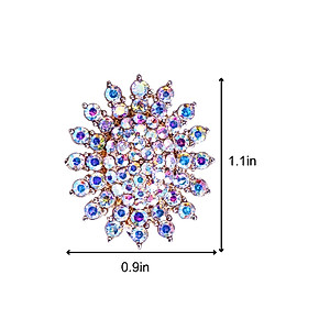 Clip On AB Crystal Oval Earrings Women- PeriFairy Iridescent Rhinestone Sunflower Non Pierced Prom Gold Jewelry