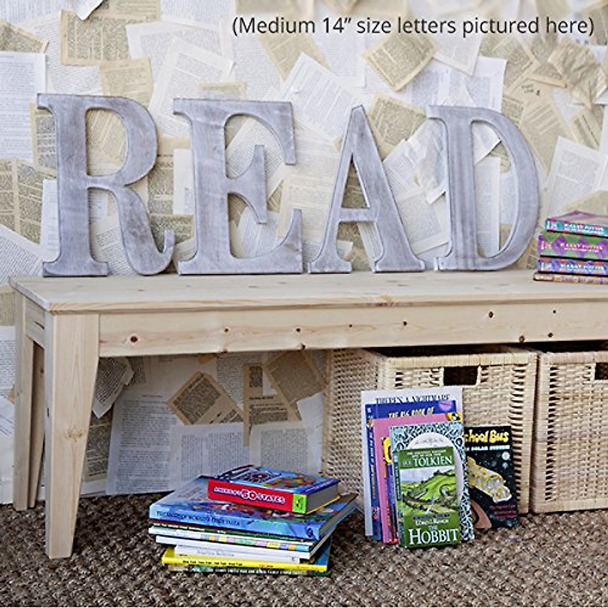 The Lucky Clover Trading U Wood Block, 24" L, Charcoal Grey Wall Letter, Gray