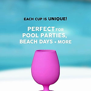 Sili Wraps Unbreakable Silicone Wine Glasses | Set of 4 | BPA-Free | Bali Collection | Stemmed | 12oz