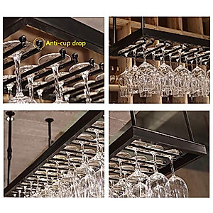 Ceiling Stylish Simplicity Industrial Retro Wine Glass Stylish Simplicity Rack Iron Metal Creative Display Inverted High Glass Rack Bar Restaurant Kitchen Floating Wine Rack Wine Glass Holder (Black