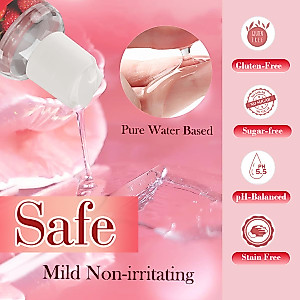 YOSPOSS Strawberry Flavored Water-Based Lubricant 8 Fl Oz, Silky Smooth Personal Lube for Women, Men and Couples, Sugar-Free, Non-Staining