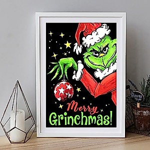 VeGuude Paint by Numbers for Adults and Kids Beginner, 4 Pack Painting by Number Kits On Canvas, Without Frame DIY Christmas Grinch Oil Painting Acrylic Paints, Home Wall Decor Gift 12x16inch