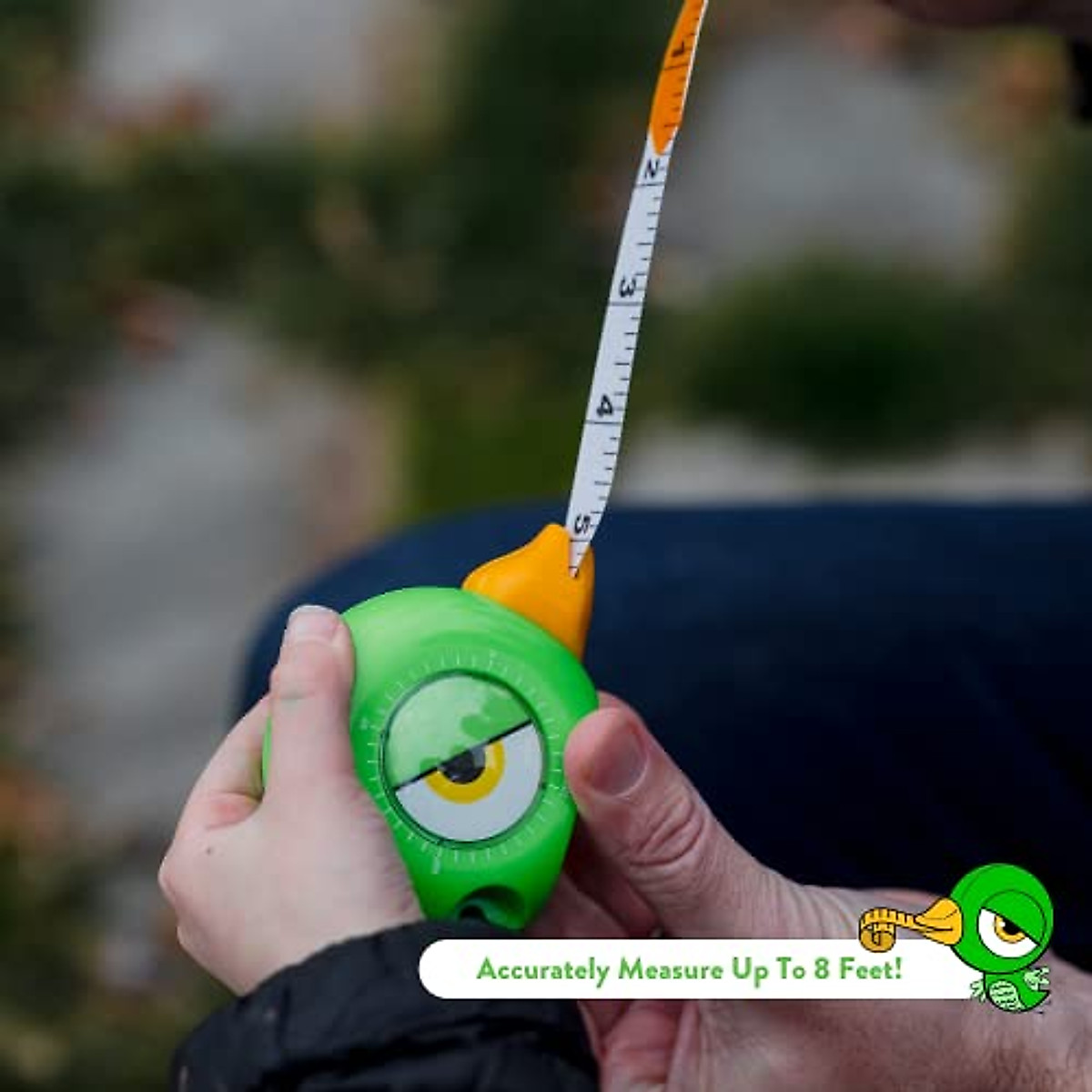Handy Famm 8Ft Animal-Shaped Kids Tape Measure, Level & Protractor Angle Finder, Fun Educational Children's Tape Measure, Small Measuring Tape for Learning Early Math Skills, Ages 6+, Green Bird