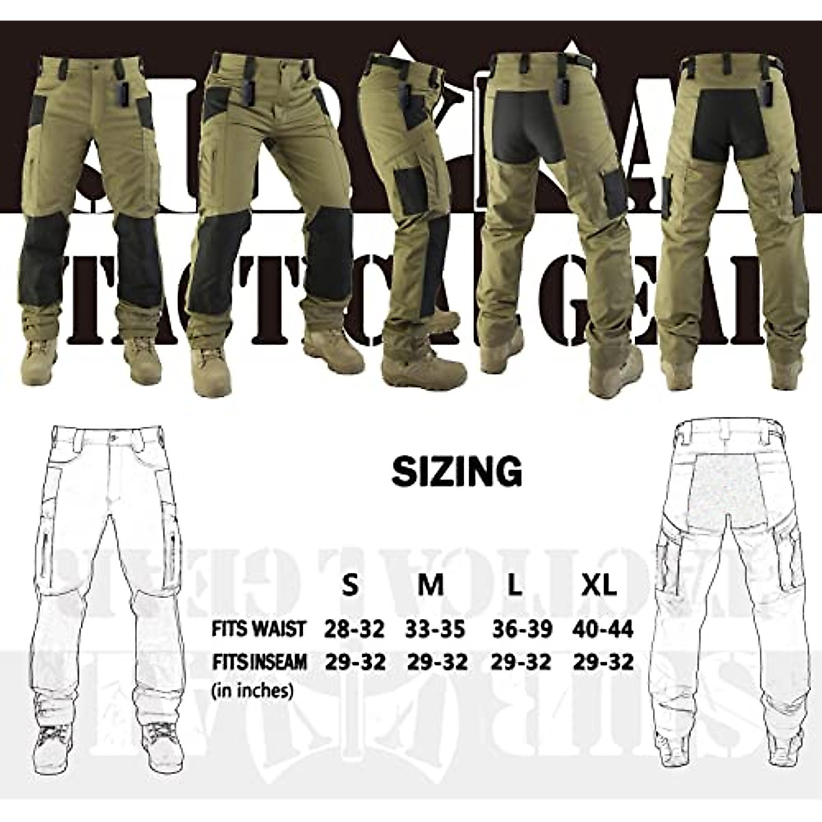 Survival Tactical Gear Lightweight Men’s Ripstop Pants Outdoor Military Camo Cargo Trousers for Camping Hiking (AU Camo, S)