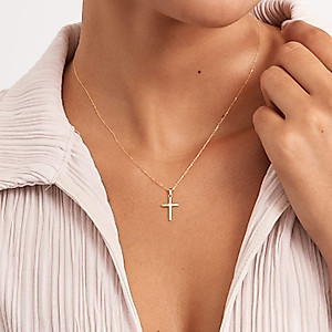 GELIN 14k Solid Gold Cross Necklace for Women