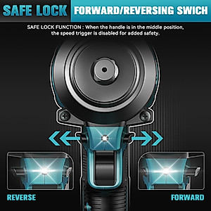 Cerycose Cordless Impact Wrench 1/2 inch for Makita Battery, 600FT-LBS (810N.m) Brushless Electric Impact Gun Includes LED Work Light, 2100RPM High Torque Impact Driver Wrench, Bare Tool Only